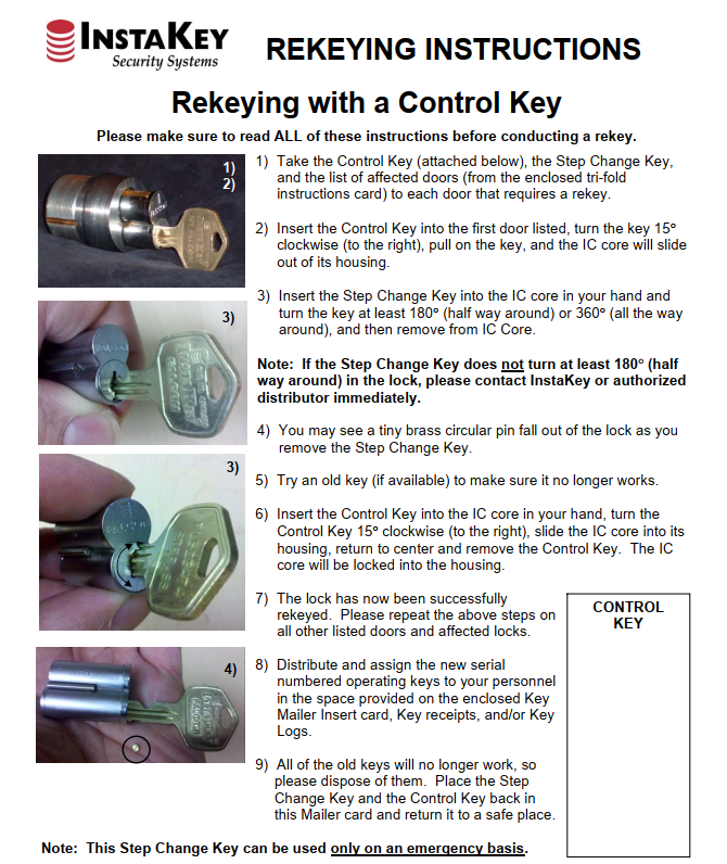 How do I rekey with a Control Key?